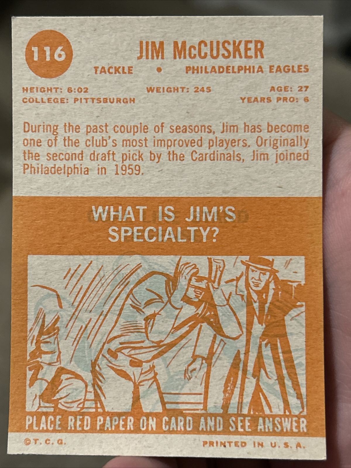 1963 Topps Set-Break #116 Jim McCusker Philadelphia Eagles | eBay