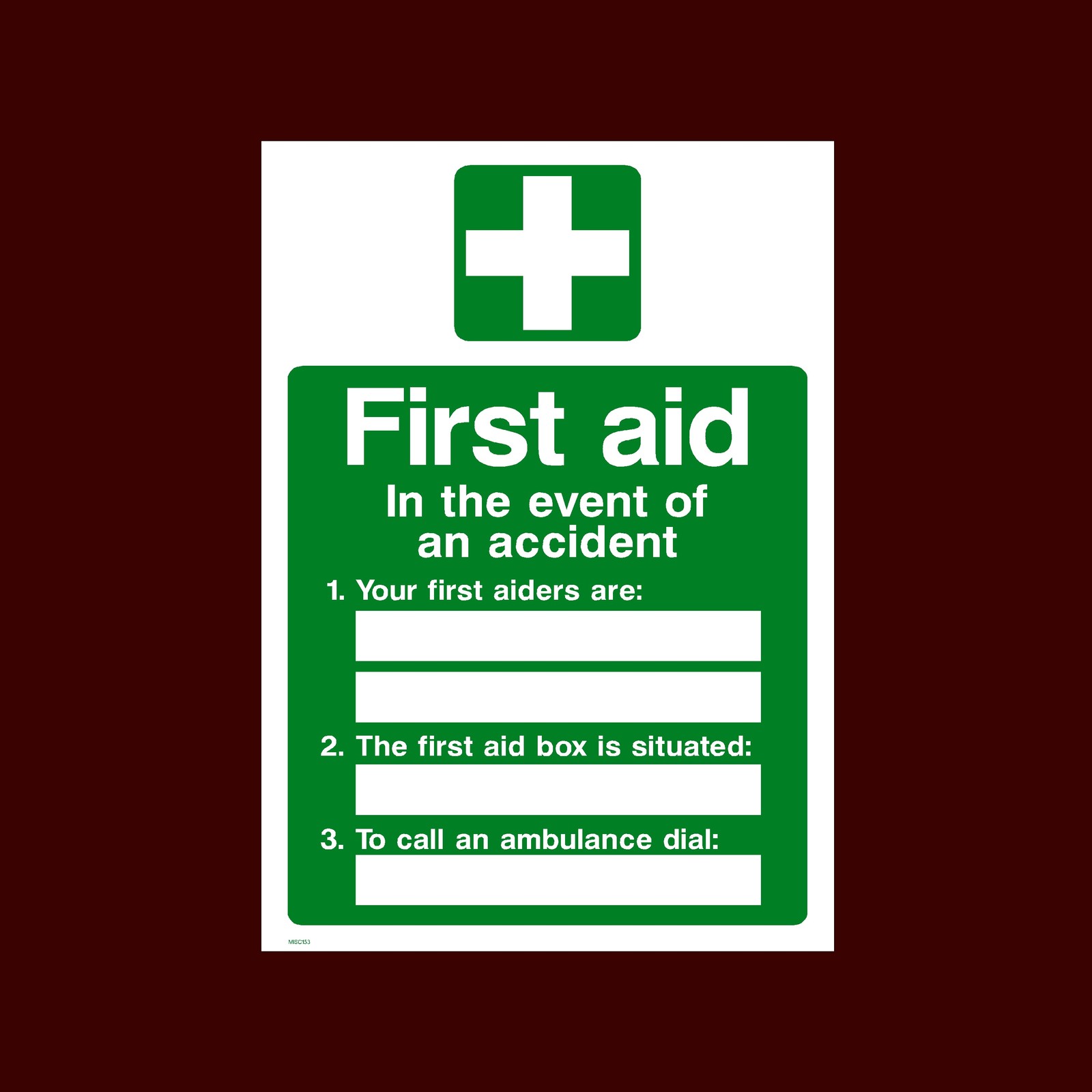 First Aid In Event Plastic Sign, Metal, Foamex, Sticker A6, A5, A4 ...