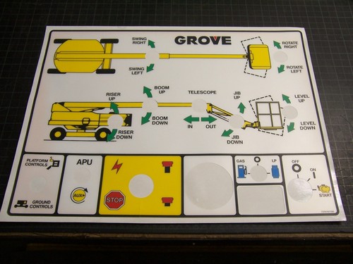 GENUINE GROVE MANLIFT DECAL LOWER CONTROL BOX DOMESTIC A60J 7376101160 ...