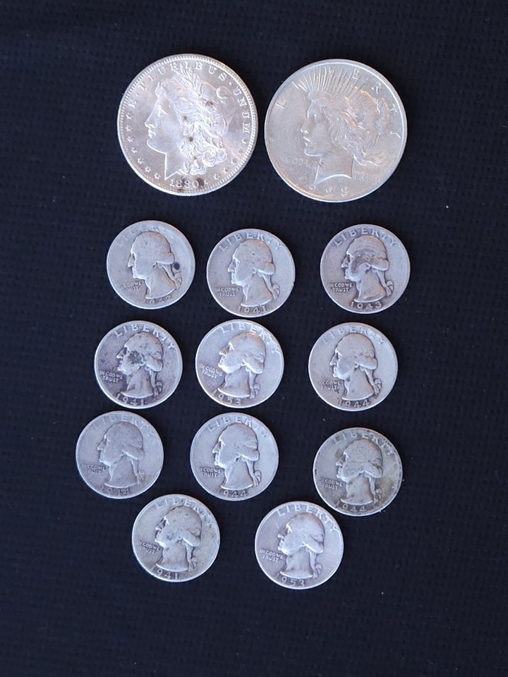 Lot Of Two Silver Dollars And 11 Silver Quarters | eBay
