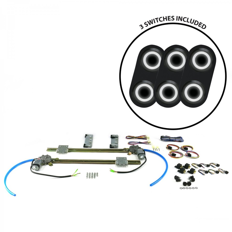 2 -Dr Flat Glass PW Kit w/3 ABA23 - Daytona Black Switches Wht ...