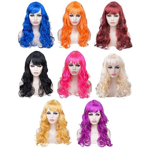 Colorful Curly Wave Masquerade Wig Women Cosplay Multicolor Wig Long ...