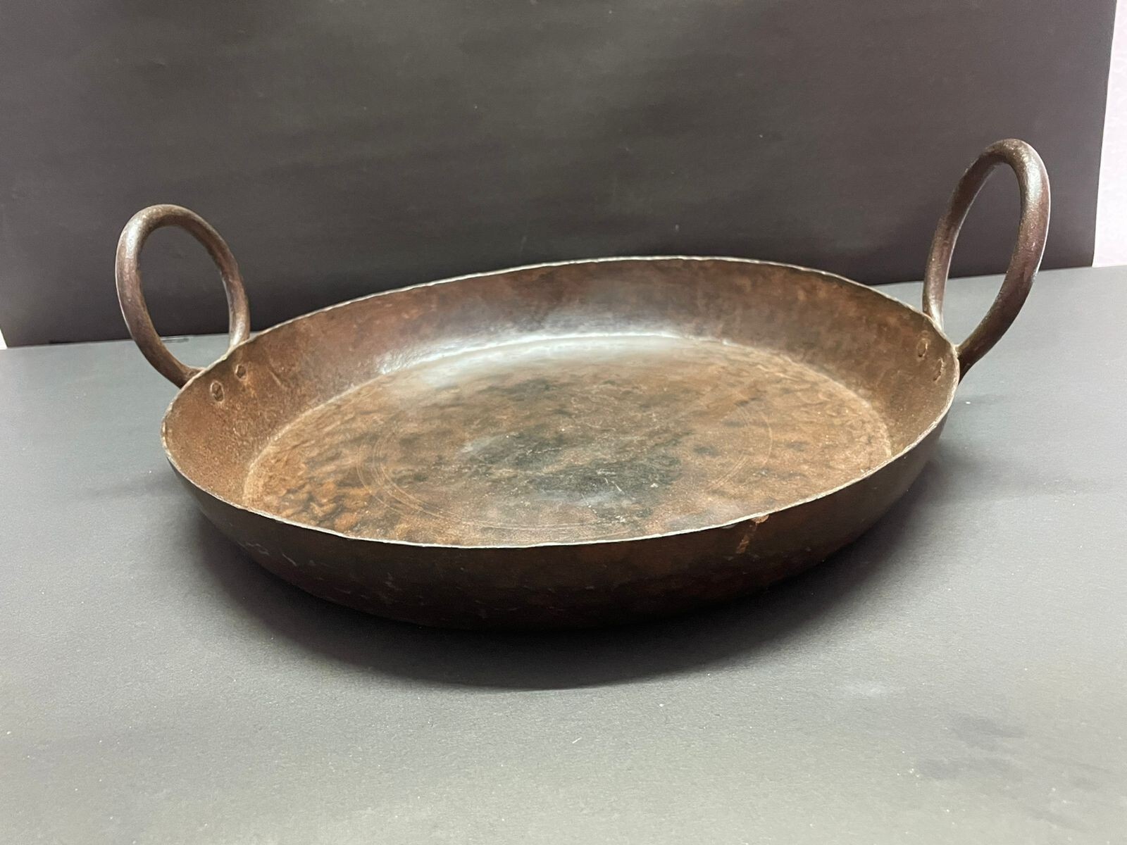 Old Antique Rare Handmade Rustic Iron Wok Kadai Deep Frying Pan ...