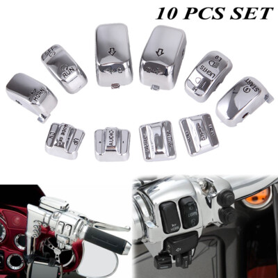 Chrome Hand Control Switch Housing Caps Fit for Harley Touring Electra ...