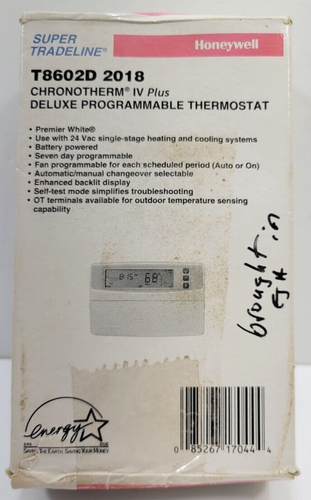 Honeywell Energy Star Chronotherm IV Plus Deluxe 7 Day Programable ...