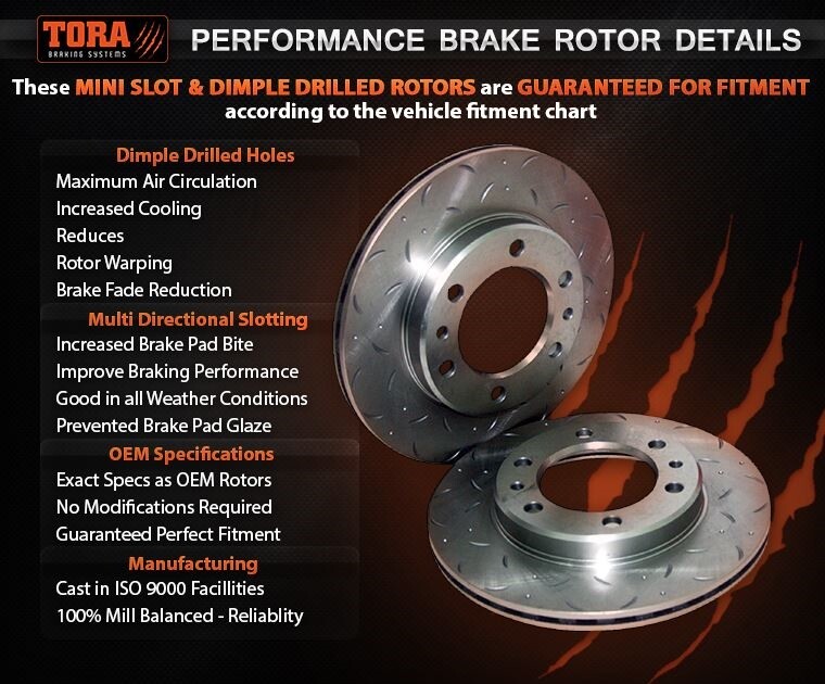 Front & Rear Slotted Drilled Disc Rotors + Brake Pads for Ford BA BF FG ...