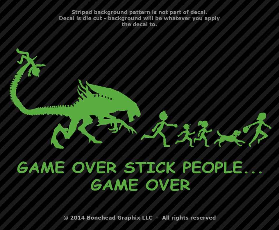 Alien Attacks Stick Figure Family Decal Alien Queen Inspired XL - 25 ...