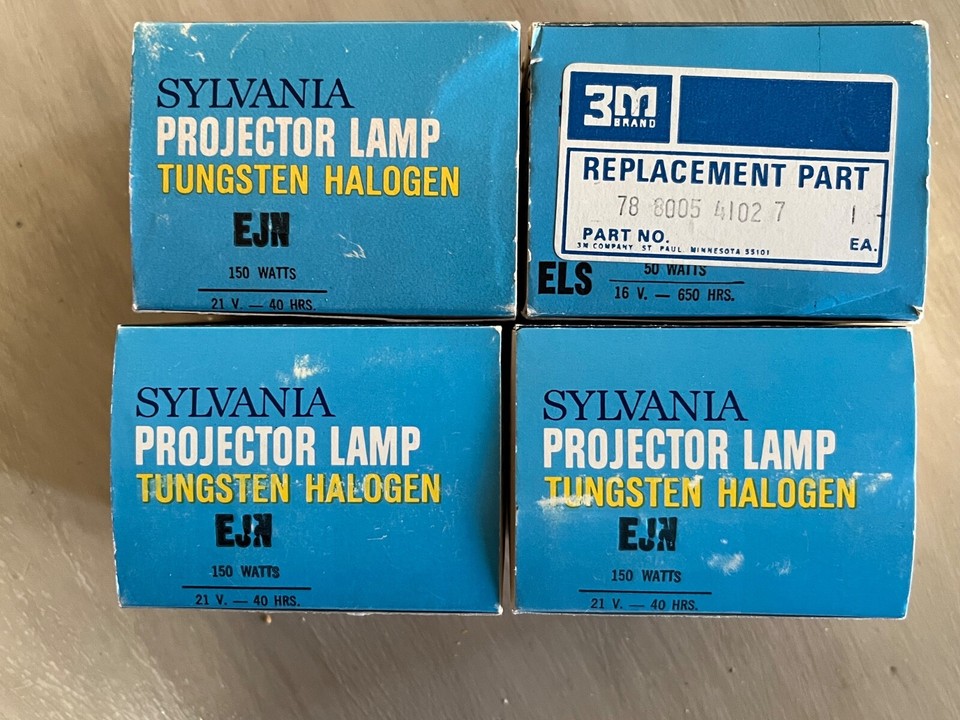 4 QTY Vintage Sylvania Projector Lamp Tungsten Halogen Bulbs Movies ...