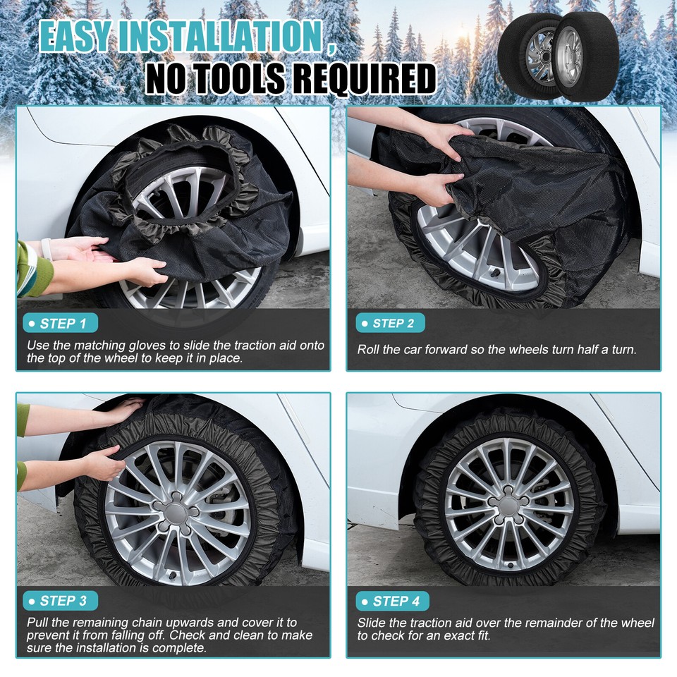 Automotive Snow Socks for SUV Car Tires Winter Grip Boost Traction ...