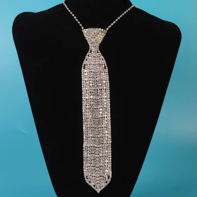 Retro Crystal Necktie Colorful JK Necktie Club Party Necklace Costume ...
