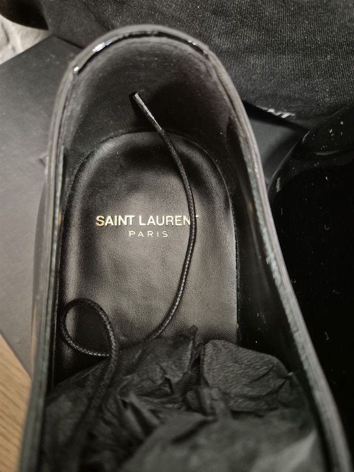 Authentic New Saint Laurent Paris YSL Noir Patent Leather Formal Shoes ...