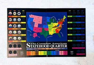 The Complete American Statehood Quarter Map Folder with 15 US COLORIZED ...