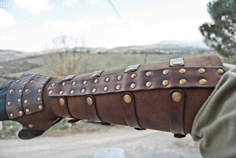 Arm Guard Leather Armor Cuff Bracer Knight Costume Battle Medieval ...