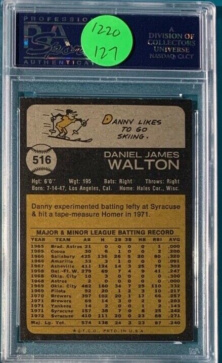 1973 Topps Baseball #516 Danny Walton PSA 9 Nicely Centered | eBay