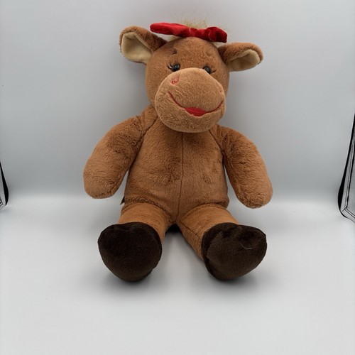 Build a Bear Holly Moose Plush Stuffed Animal RETIRED Red Bow 17” Brown ...
