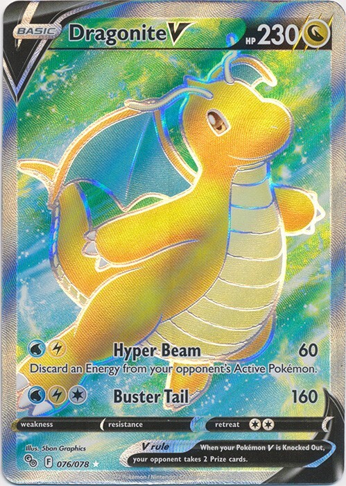 Holo Dragonite V Full Art 076/078 Ultra Rare Pokemon GO Pokemon TCG | eBay