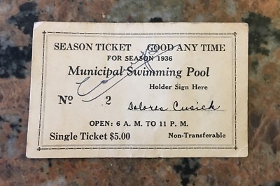 1936 Season Ticket Swimming Pool Pass 3“ X 5“ | eBay