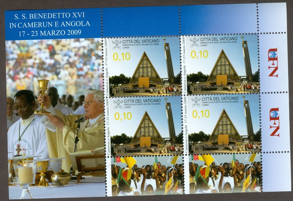 2010 Vatican City Sc# 1455-7: Papal Trips of Benedict XVI in 2009 MNH ...