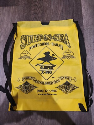 Surf-N-Sea North Shore Hawaii Surfer X-ing Yellow Cinch Sack Backpack ...