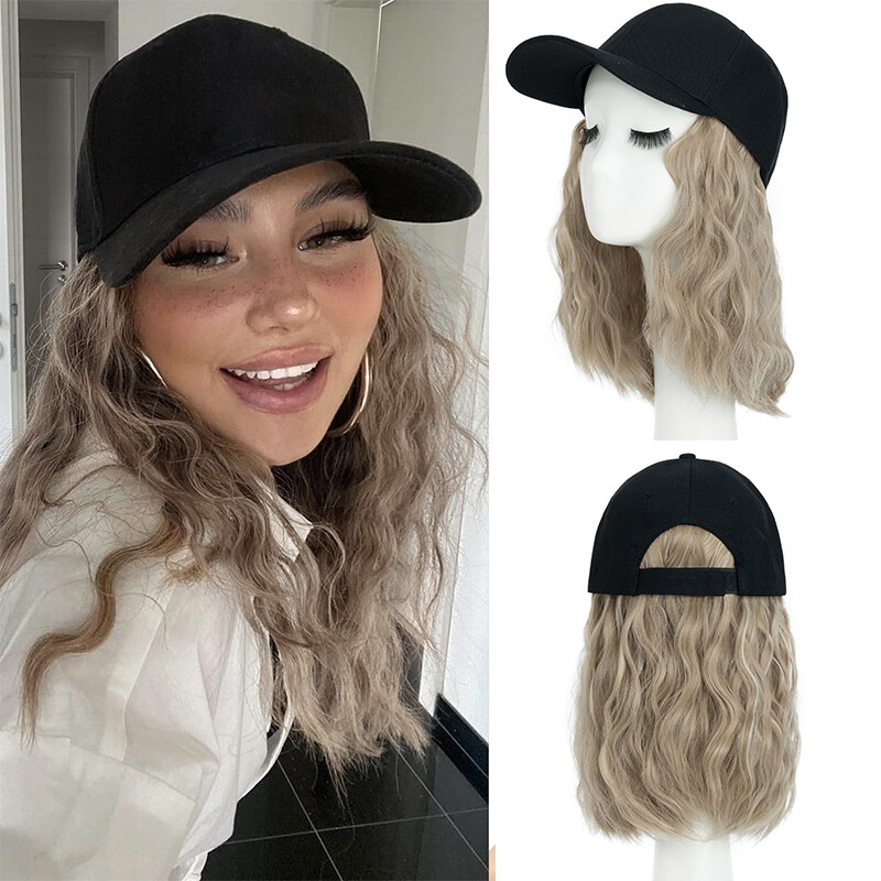 Girl Baseball Wig Hat Straight Hair Wigs Cap with Hair Baseball Bob ...