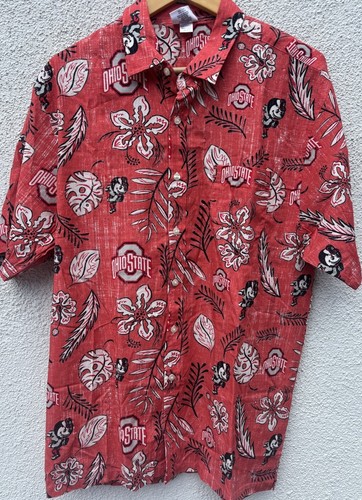 Wes And Willy Ohio State Buckeyes Button Up Hawaiian Shirt Large NWT ...