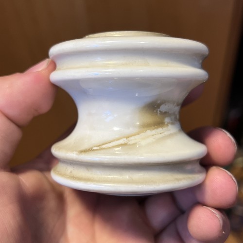 Antique Vintage White Porcelain Spool Insulator Power Lines Ceramic ...