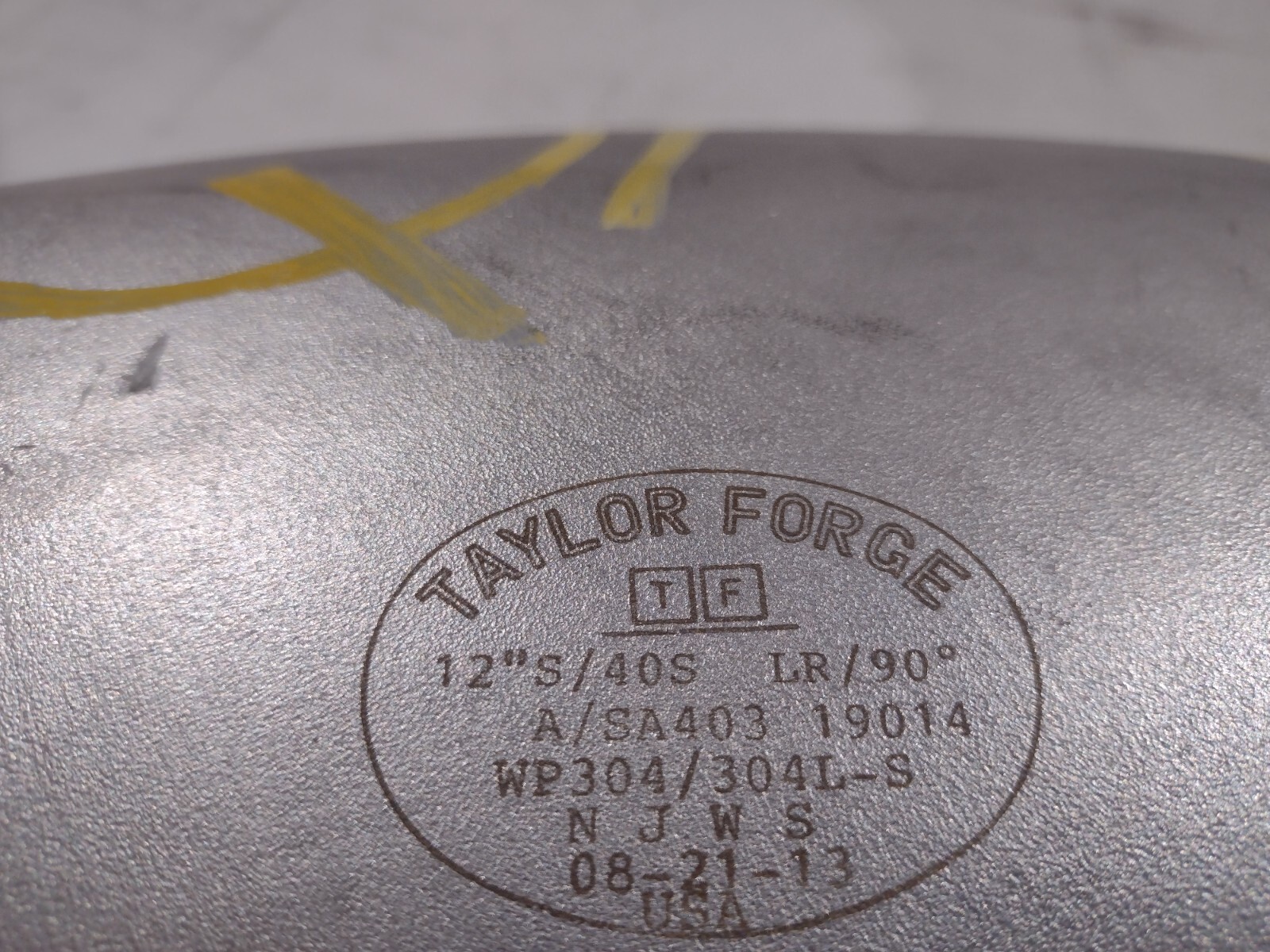 Taylor Forge 12" Long Radius 90 Degree Elbow Butt Weld Sch40 304 ...