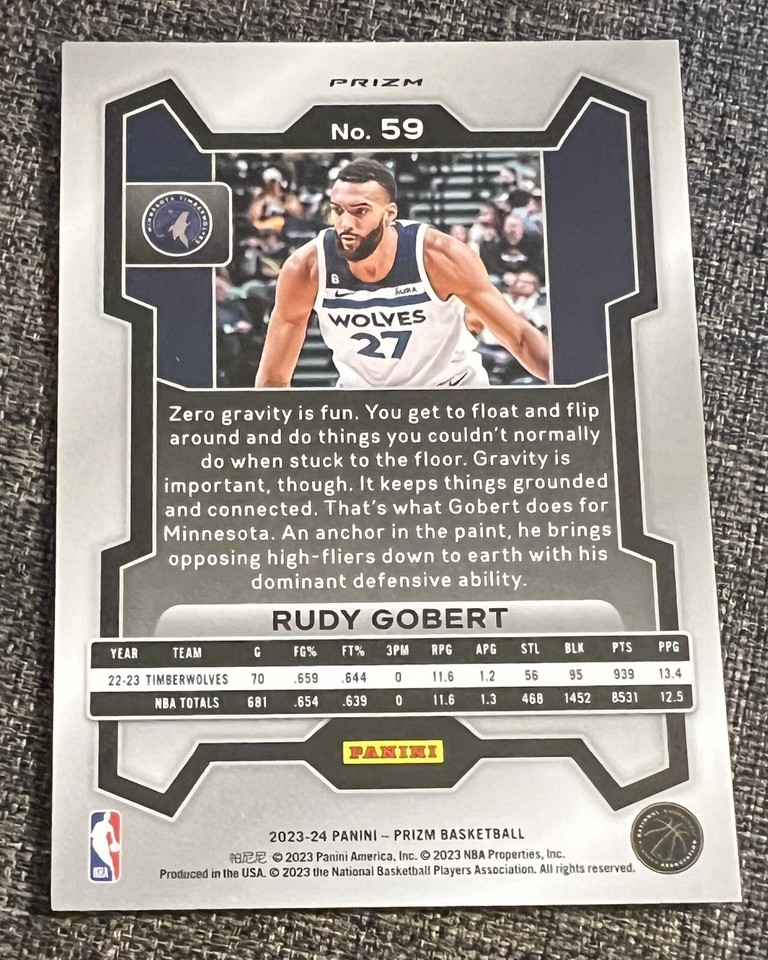 Rudy Gobert 2023-24 Panini Prizm Silver #59 - Minnesota Timberwolves | eBay