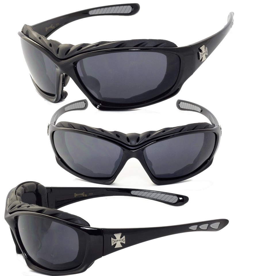 2 PAIRS COMBO Chopper Padded Wind Resistant Sunglasses Motorcycle ...