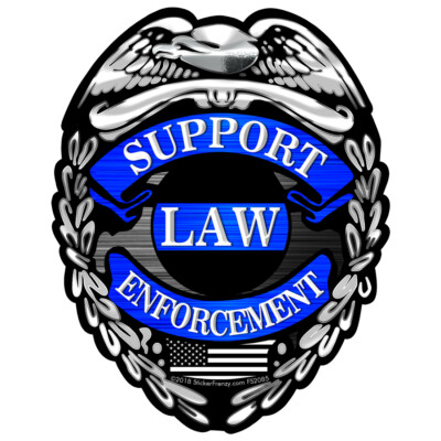 REFLECTIVE SUPPORT LAW ENFORCEMENT Badge Sticker FS2085-REF | eBay