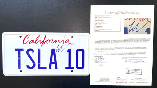 ELON MUSK SIGNED TESLA LICENSE PLATE SPACE X BORING CYBERTRUCK TWITTER ...
