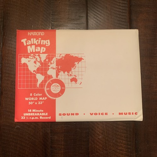 50" x 33" Hammond Talking Map 13 Minute 45 rpm Vinyl Educational Record ...