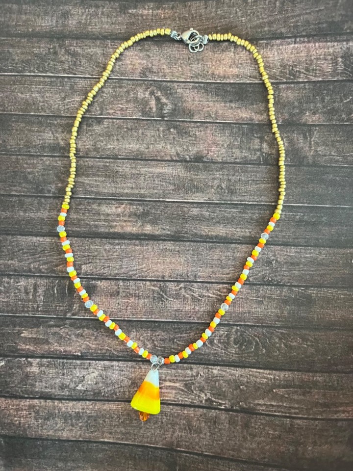 Candy Corn Seed Bead Necklace / Halloween / Stainless Steel | eBay