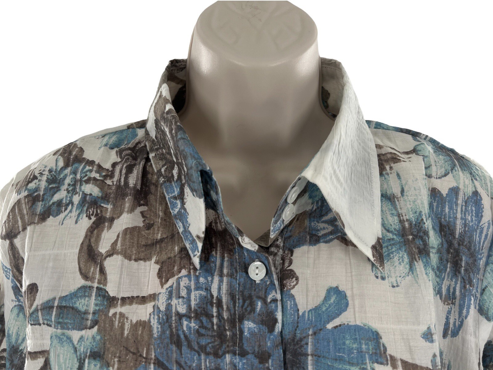 Mark Shale Women's Long Sleeve Floral Print Button Up Cotton Blend ...