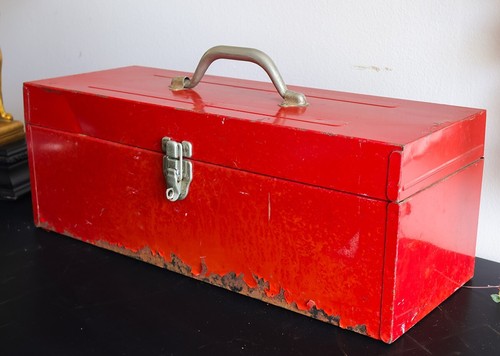 Vintage Red Toolbox with Tray Insert Heavy Duty Metal Tool Box | eBay