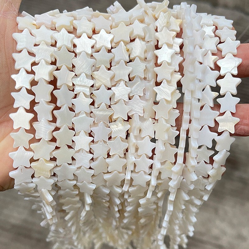 1 Strand Natural White Star Freshwater Shell Beads DIY Necklace Crafts ...