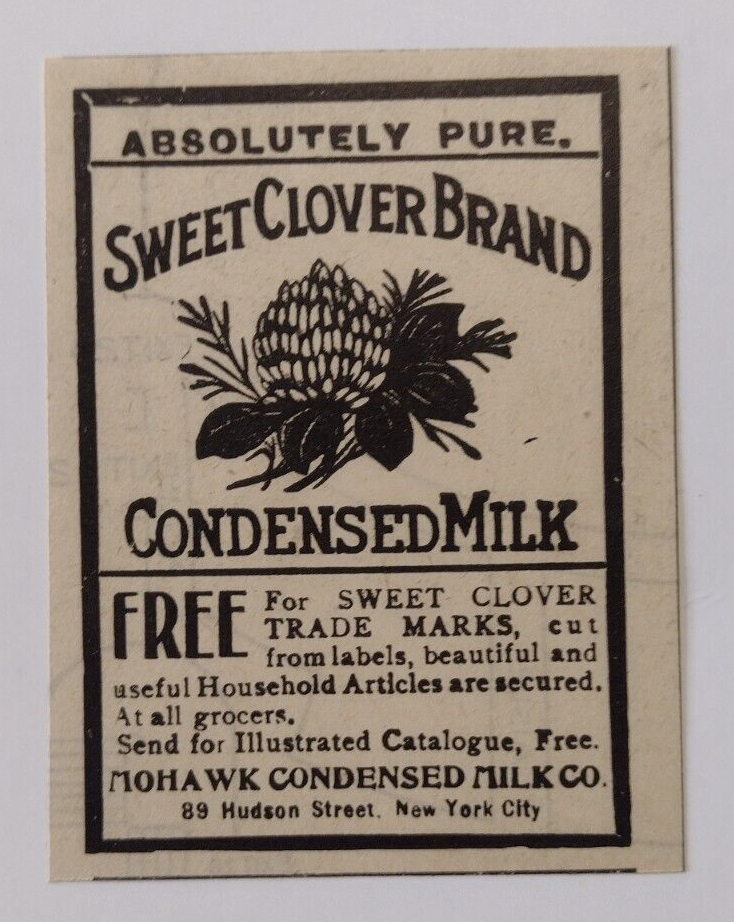 1904 Sweet Clover Brand Condensed Milk Advertisement New York City | eBay