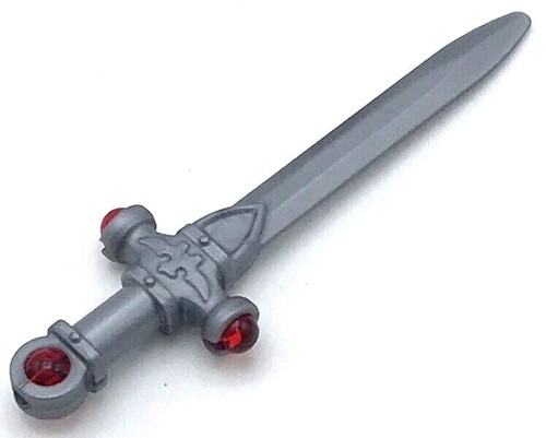 Lego New Flat Silver Minifigure Weapon Sword Ornate Trans-Red Jewels ...