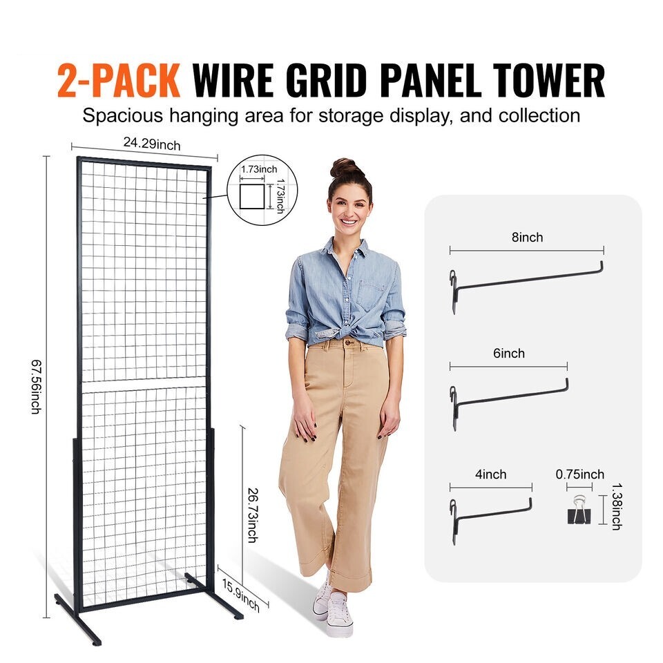 2' x 5.6' Grid Wall Panels Tower 2 Packs Wire Gridwall Display Racks | eBay
