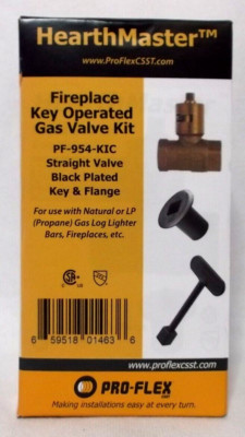 Fireplace Gas Valve Kit, Straight Valve, Black Finish Key & Flange Pro ...