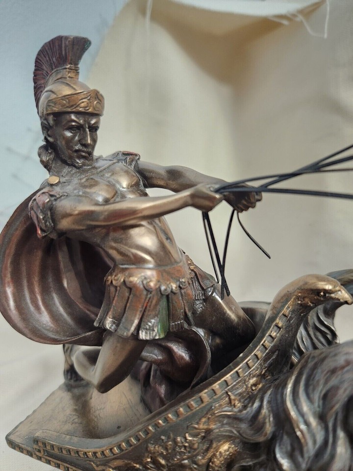 Bronze Resin Sculpture Roman on Chariot #WU72011A4 Horses Battle ...