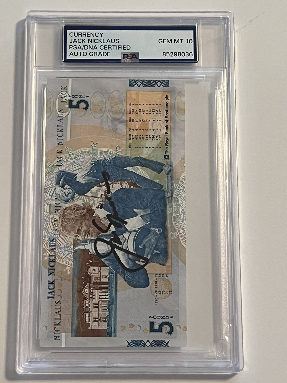JACK NICKLAUS SIGNED ROYAL BANK OF SCOTLAND BRITISH OPEN 5 POUND NOTE ...
