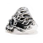 GHOST RIDER FLAMES SKULL 925 STERLING SILVER CRANIUM BIKER GOTHIC RING ...