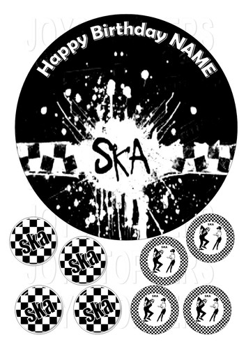 SKA CAKE TOPPER ROUND EDIBLE ICED ICING FROSTING 7.5" +8 CUPCAKE | eBay