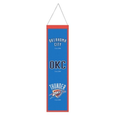 Oklahoma City Thunder NBA Heritage Banner Embroidered Wool 8" X 32" | eBay