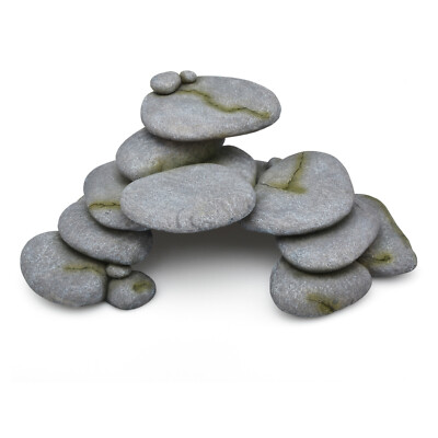 Aquarium Vivarium Fish Tank Ornament Decoration, Grey Pebble Stack 26cm ...