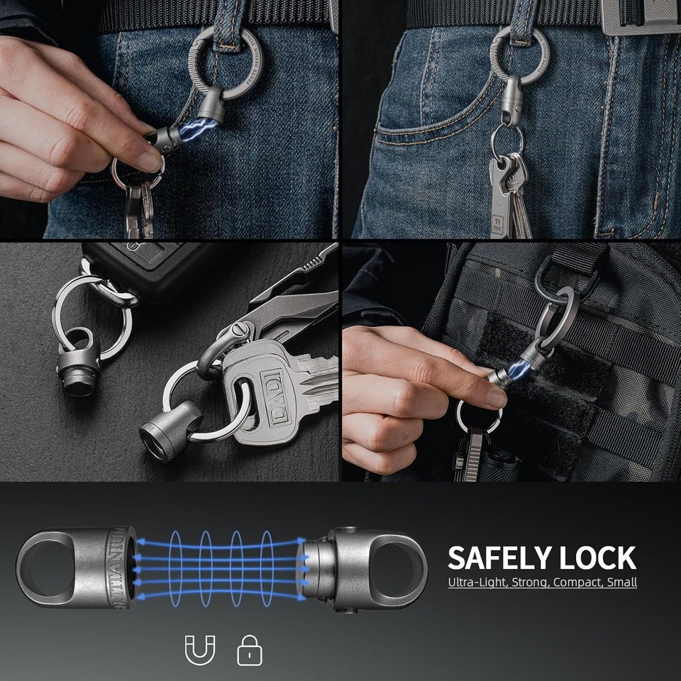 FEGVE Quick Release Keychain Titanium Magnetic Keychain Pull Apart ...
