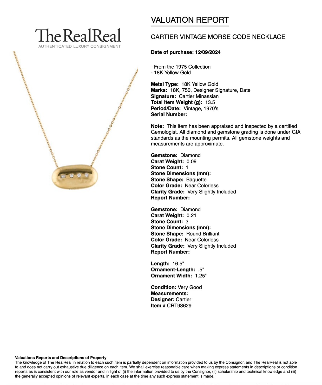 Cartier Vintage Morse Code 18k Necklace w/ Valuation Report | eBay