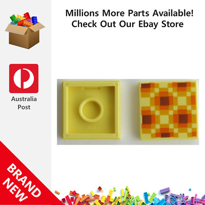 Genuine LEGO™ Bright Light Yellow 2 x 2 with Minecraft Pixelated Dark ...