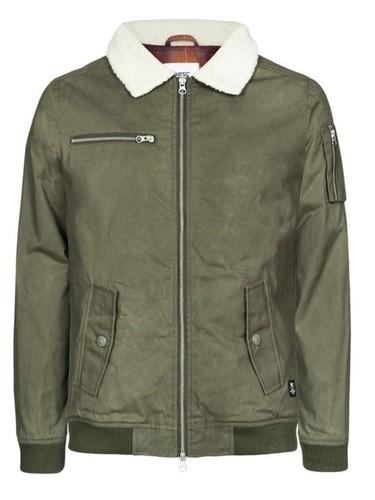 $298 New Mens WESC Shearling Full Zip Forest Green Rio Pilot Bomber ...